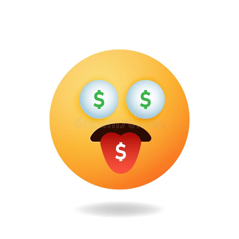 Cartoon Design Concept of Emoticon with Expression of Money Dependency ...