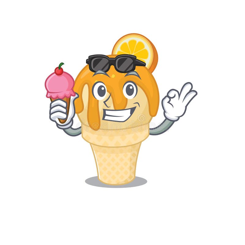 Cartoon Design Concept of Orange Ice Cream Having an Ice Cream Stock ...
