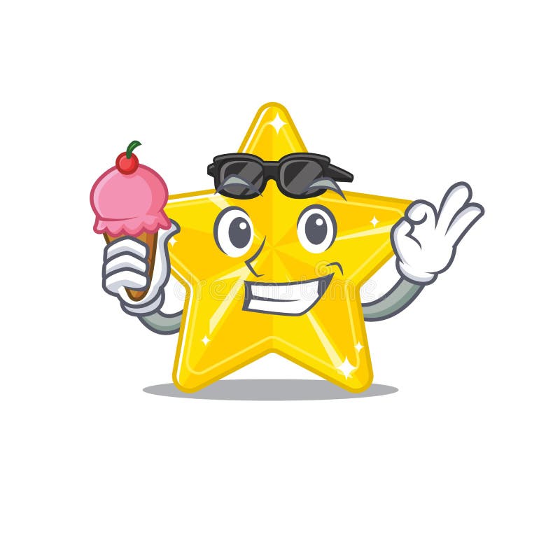 Cartoon Design Concept of Shiny Star Having an Ice Cream Stock Vector ...