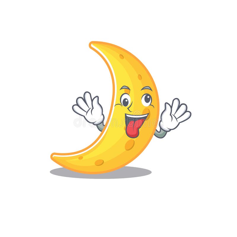 A Cartoon Design of Crescent Moon Having a Crazy Face Stock Vector ...
