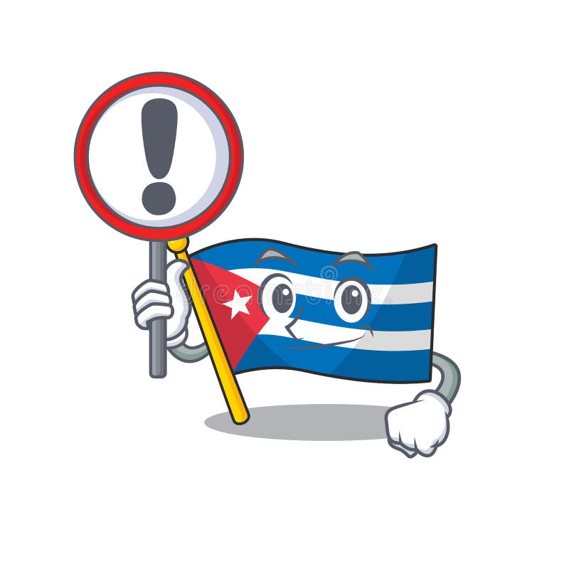 Cartoon Design of Flag Cuba Scroll Raised Up a Sign Stock Vector ...