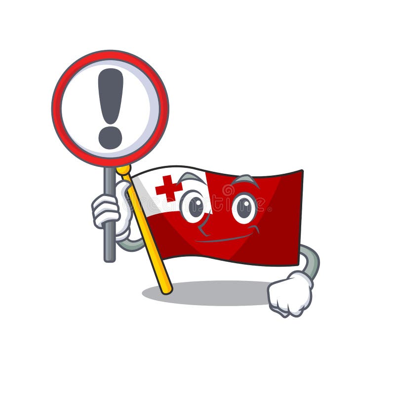 Cartoon Design of Flag Tonga Scroll Raised Up a Sign Stock Vector ...