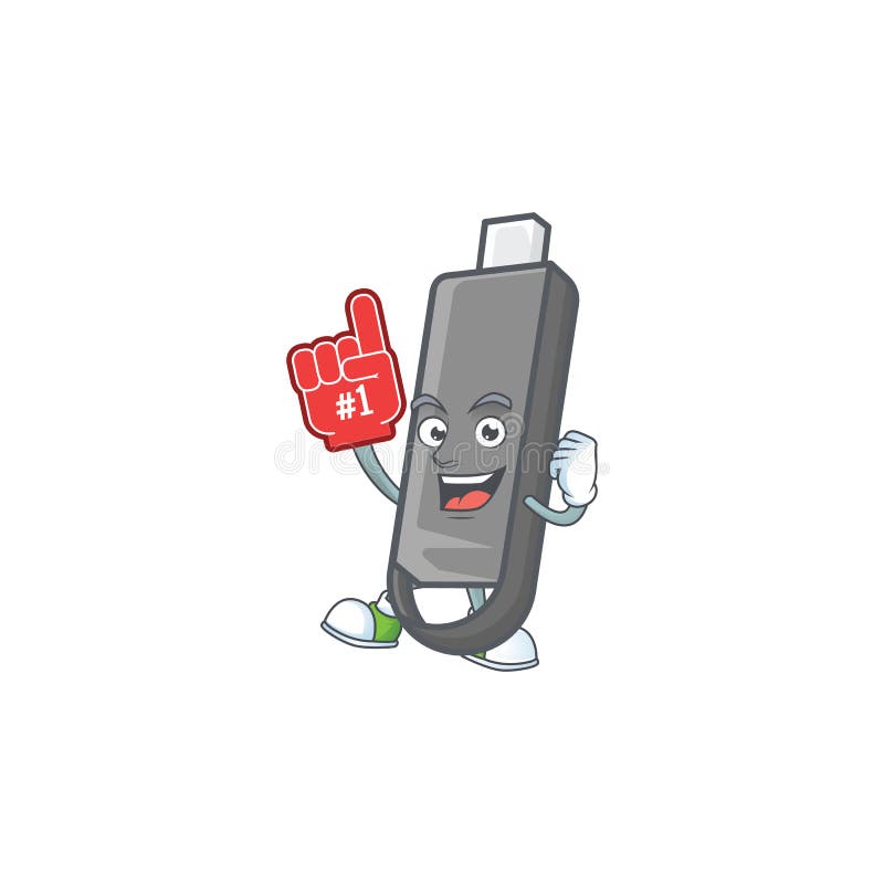 A Cartoon Design of Flashdisk Holding a Foam Finger Stock Vector ...