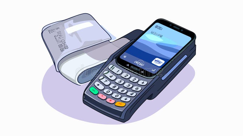 Pos Device Bill Smartphone and Hand Stock Vector - Illustration of ...