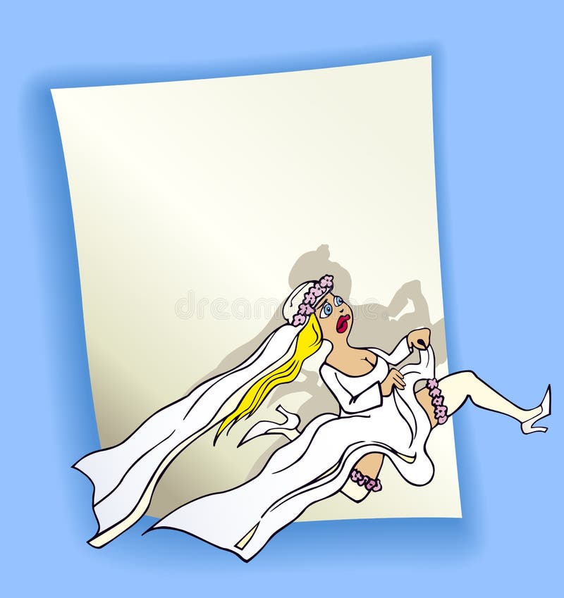 Cartoon Design with Running Bride Stock Vector - Illustration of page ...