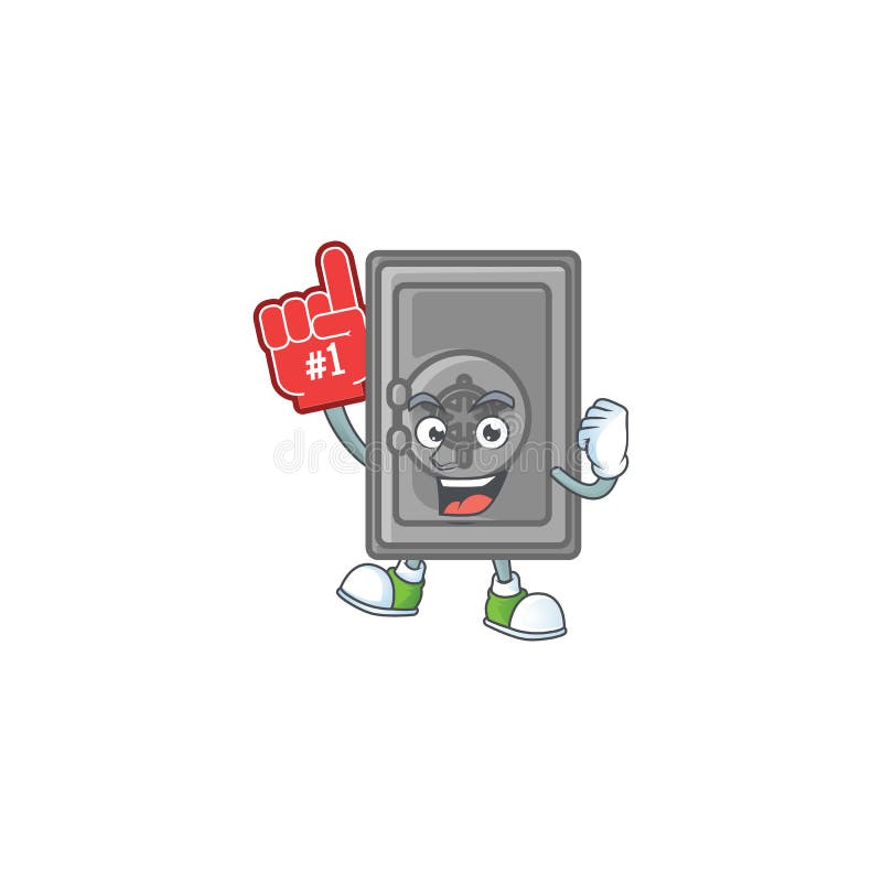 A Cartoon Design of Security Box Closed Holding a Foam Finger Stock ...