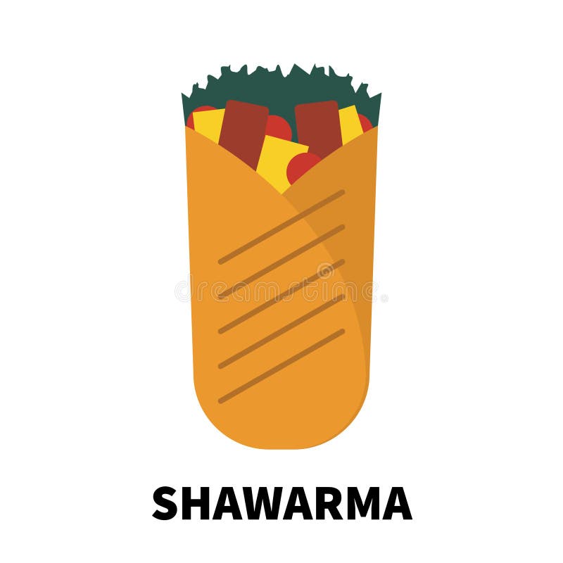 Cartoon Design Shawarma Icon. Stock Vector - Illustration of chicken ...