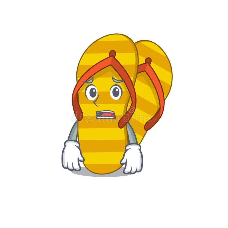 Cartoon Design Style of Flip Flops Having Worried Face Stock Vector ...