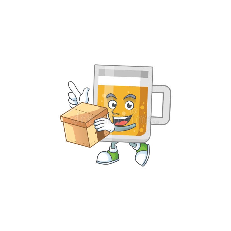 Cartoon Design Style of Glass of Beer Having Gift Box Stock Vector ...