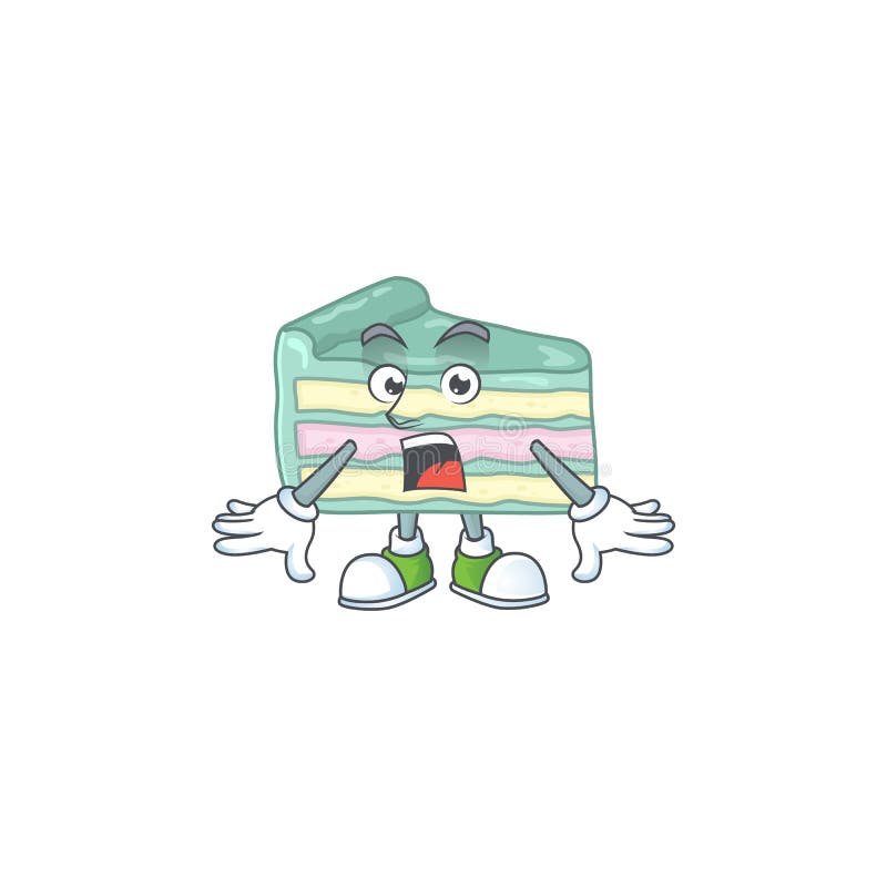 A Cartoon Design of Vanilla Slice Cake Showing an Amazed Gesture Stock ...