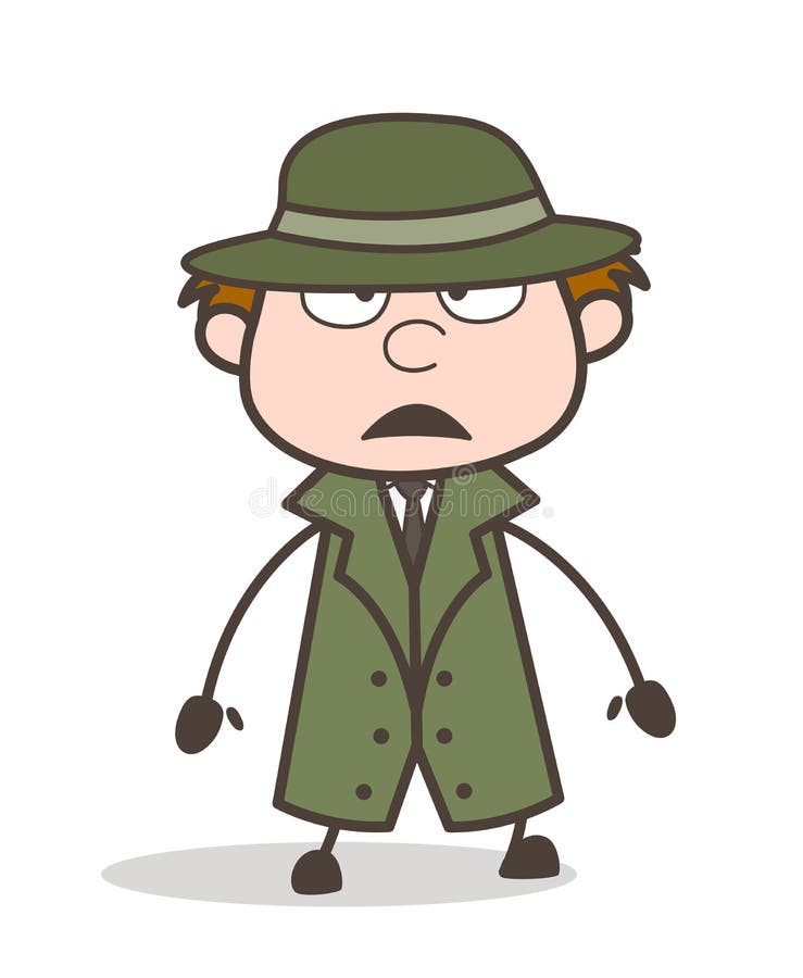 Cartoon Detective Serious Expression Vector Illustration Stock ...