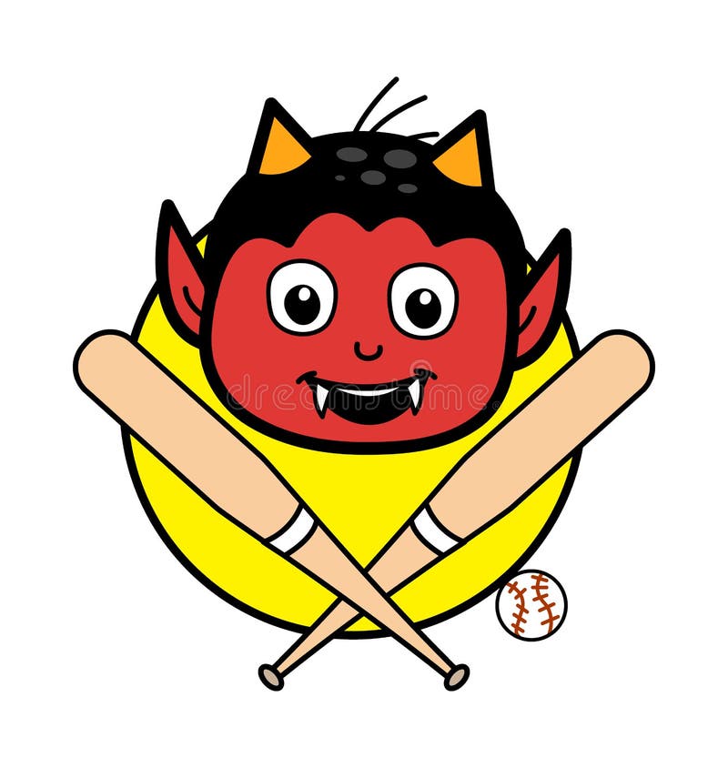 Cartoon Devil Baseball Mascot Stock Illustration - Illustration of ...