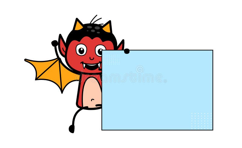 Cartoon Devil with Blank Banner Stock Illustration - Illustration of ...