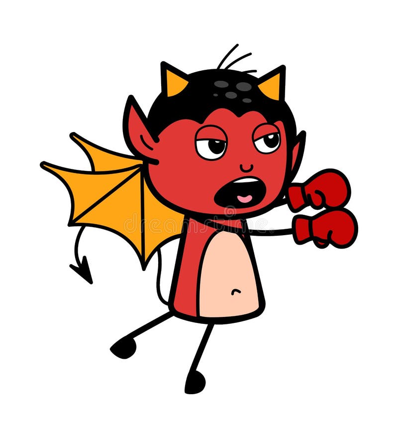 Cartoon Devil Boxing stock illustration. Illustration of demon - 191442480
