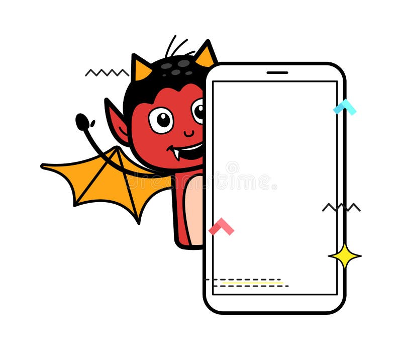Devil Cell Phone Holder on a Character Stock Vector - Illustration of ...