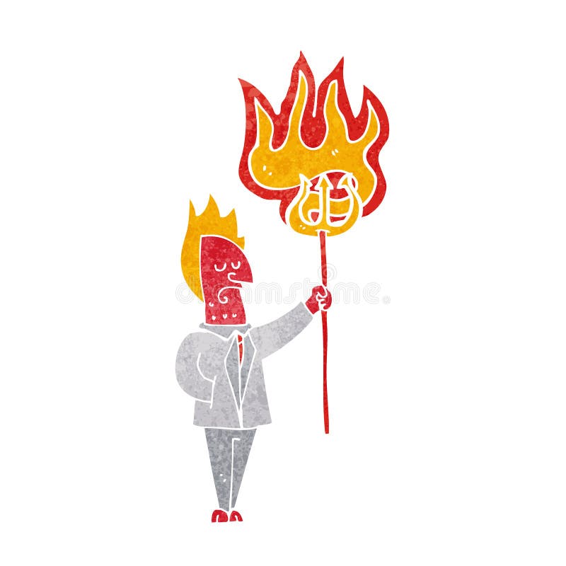 Cartoon Devil Fork with Thought Bubble Stock Illustration ...