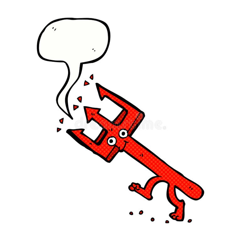 Cartoon Devil Fork with Speech Bubble Stock Illustration - Illustration ...