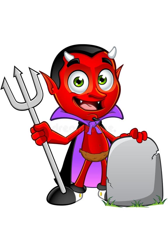 Cartoon Devil - with Gravestone Stock Vector - Illustration of cape ...