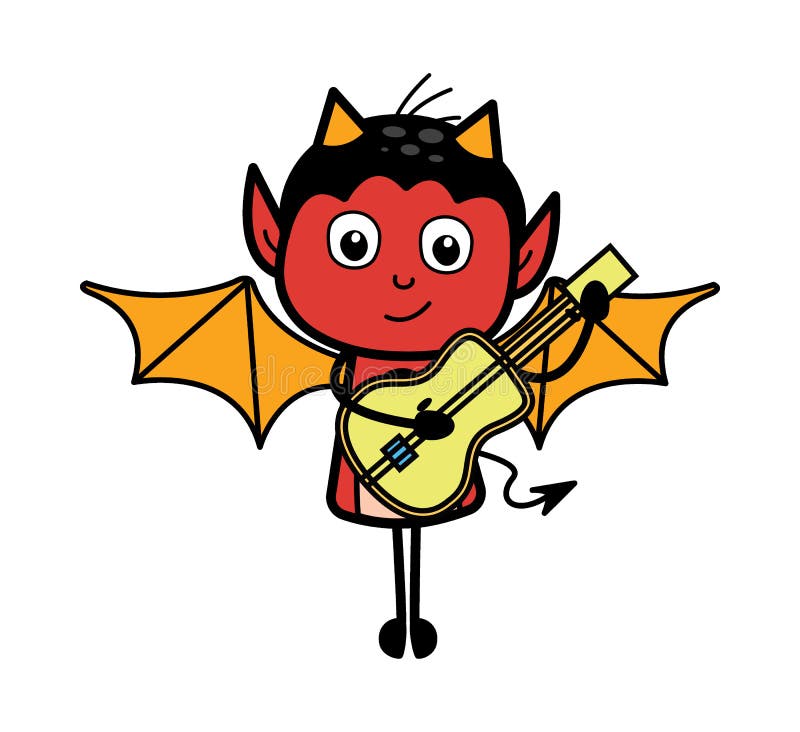Devil Playing Guitar.satanic Stock Illustration - Illustration of ...