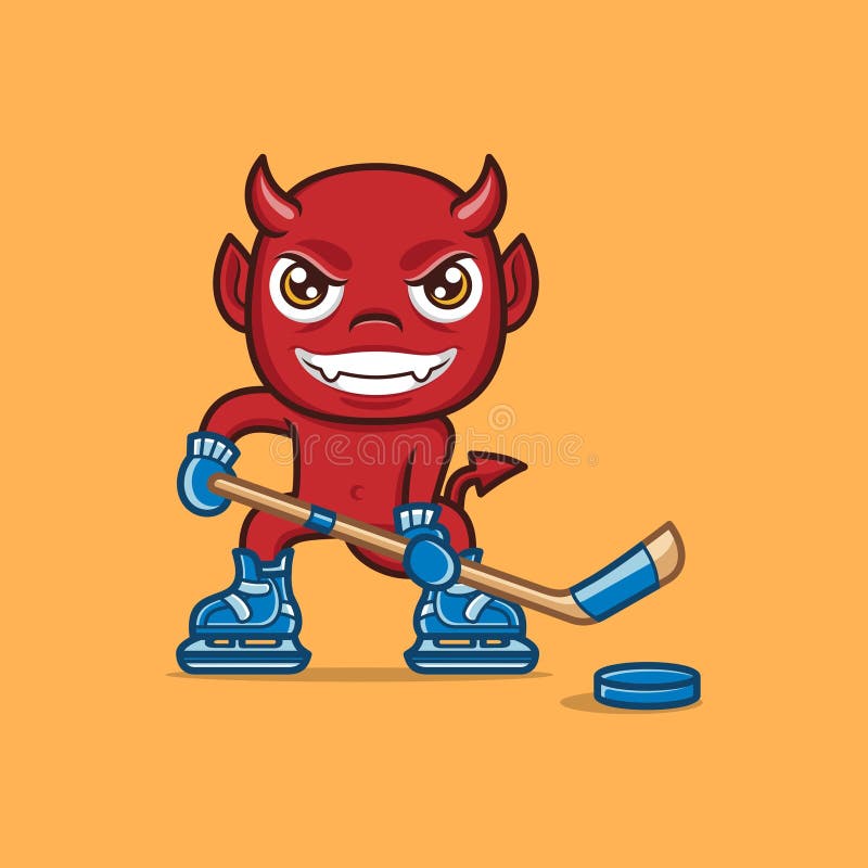 Cartoon Devil Playing Hockey Stock Vector - Illustration of character ...