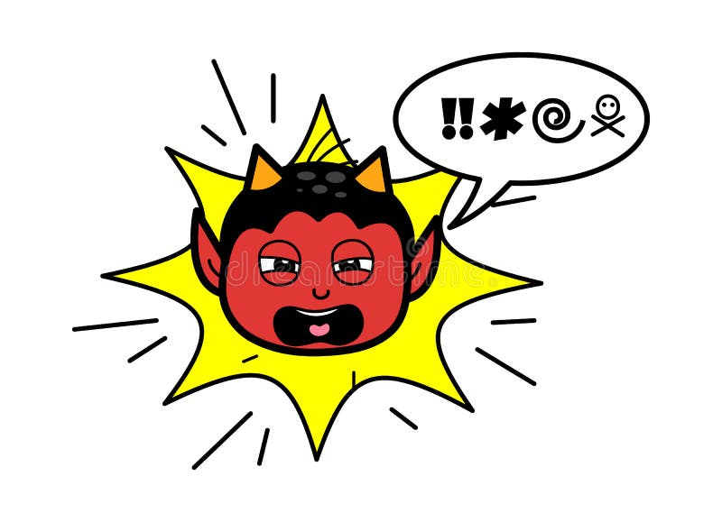 Angry Devil Cartoon Man with Horns Vector Illustration Stock ...