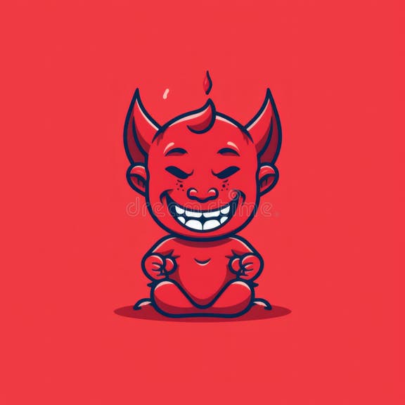 A Cartoon Devil Sitting on the Ground. Generative AI Image. Stock ...