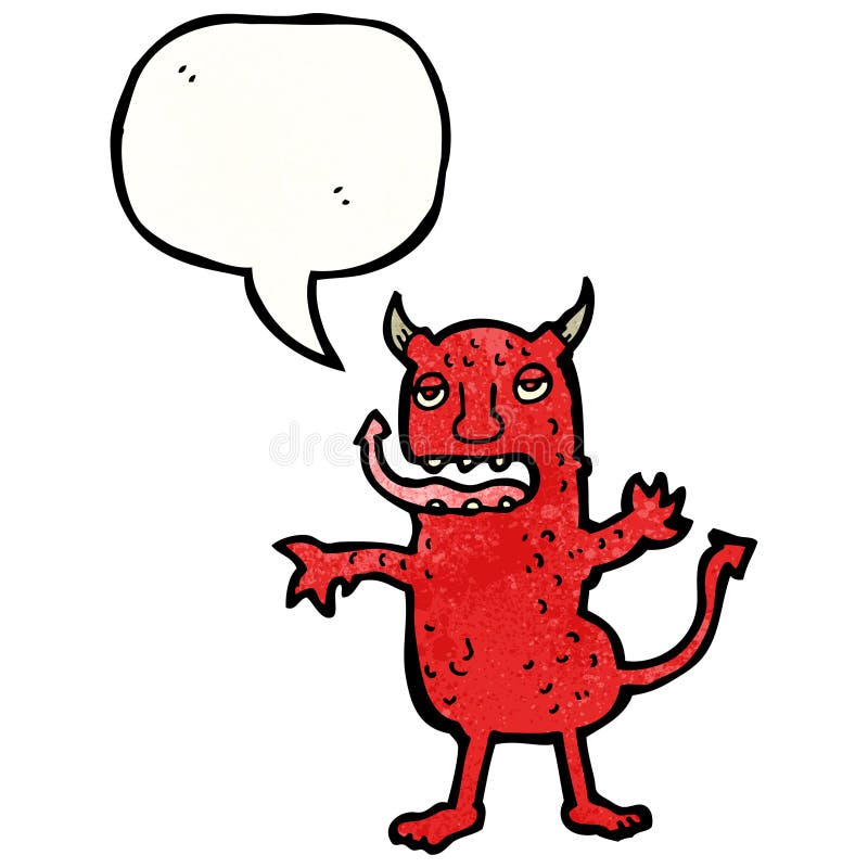 Cartoon Devil with Speech Bubble Stock Vector - Illustration of balloon ...