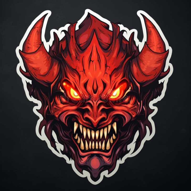 Demon Sticker: Aggressive 2d Game Art with Neotraditional Style Stock ...
