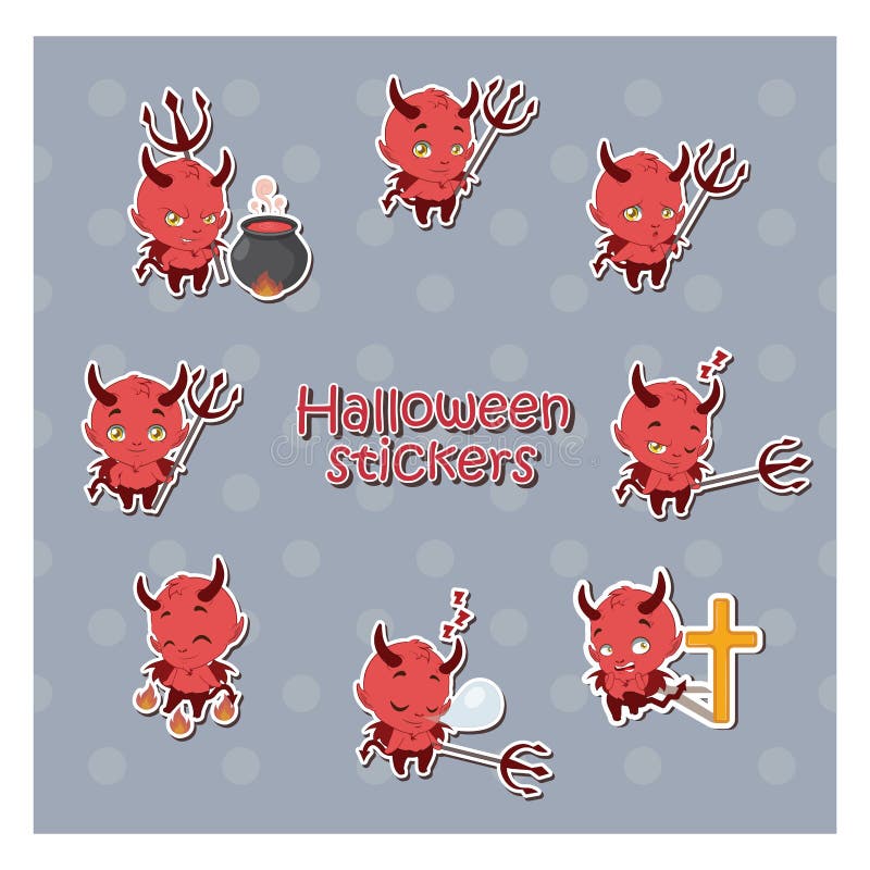 Cartoon Devil Sticker Illustration Stock Vector - Illustration of ...