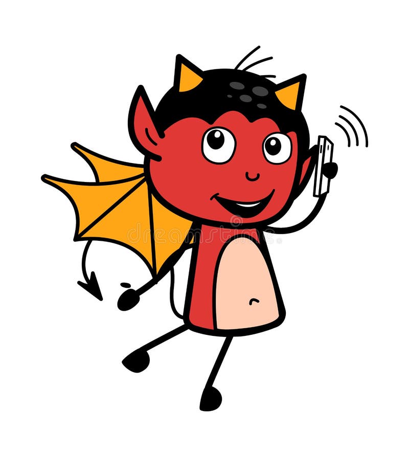 Cartoon Devil Talking on Cell Phone Stock Illustration - Illustration ...