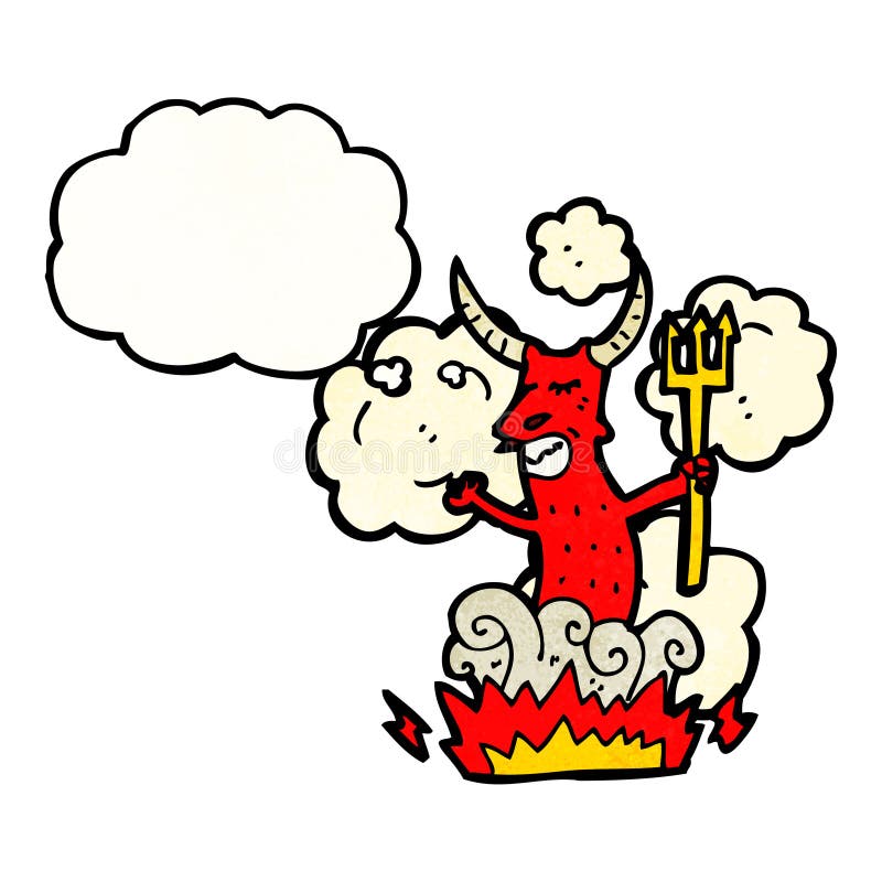 Cartoon Devil with Thought Bubble Stock Vector - Illustration of silly ...