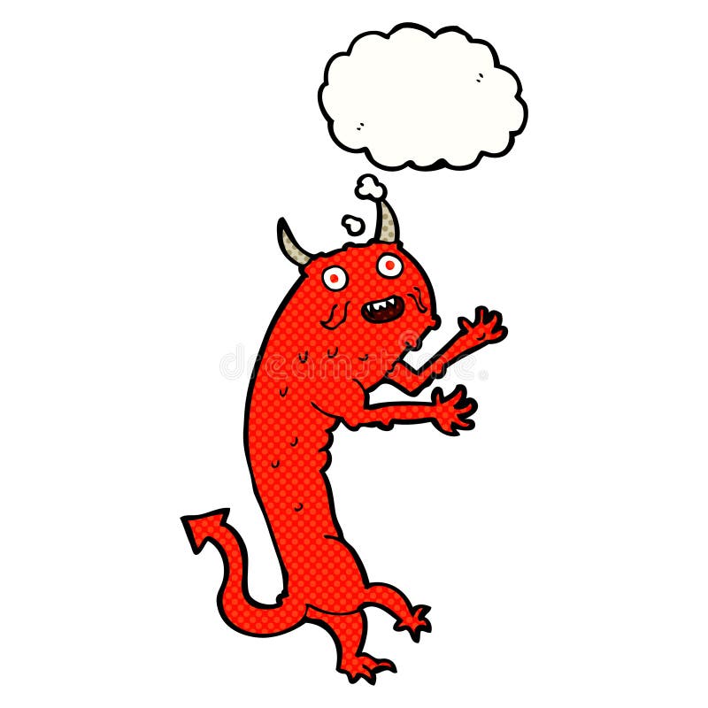 Cartoon Devil with Thought Bubble Stock Illustration - Illustration of ...