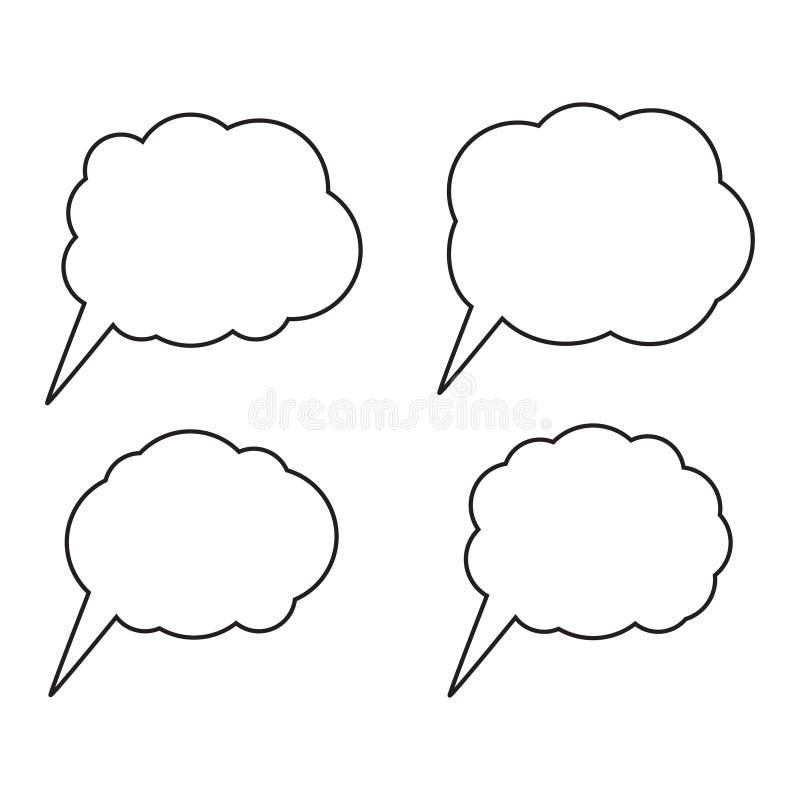 Cartoon Dialogs Cloud Line Vector, Thinking Cloud Icon Image Stock ...