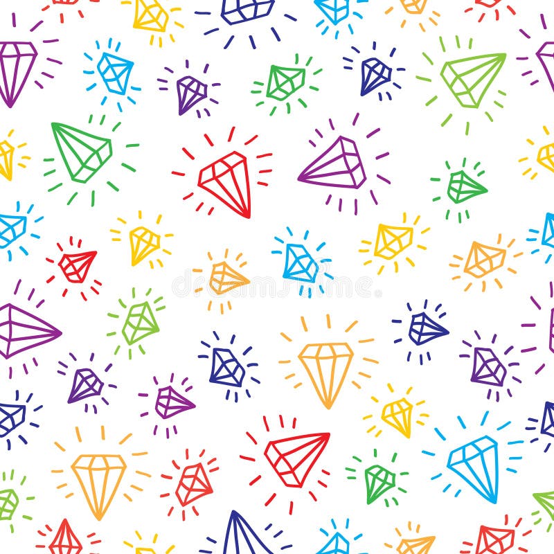 Cartoon Diamond Seamless Vector Background. Stock Vector - Illustration ...