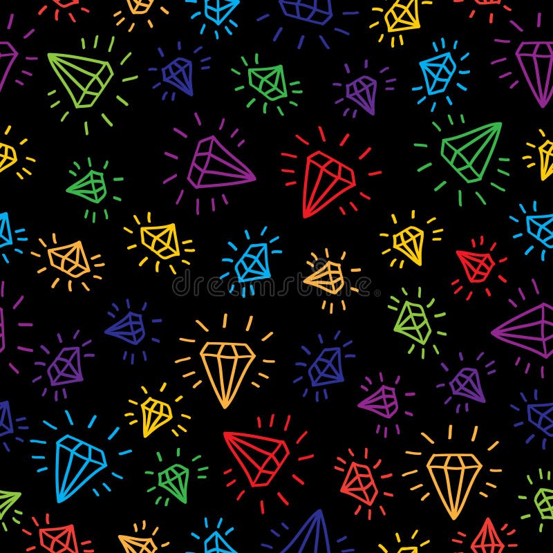 Cartoon Diamond Seamless Vector Background. Stock Vector - Illustration ...