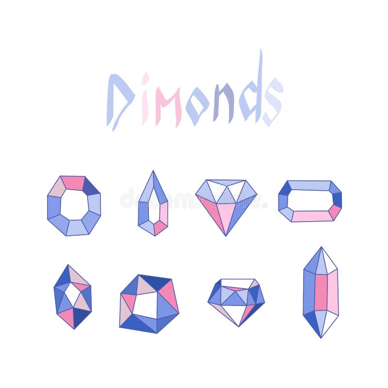 Cartoon diamond set stock vector. Illustration of bright - 86568692