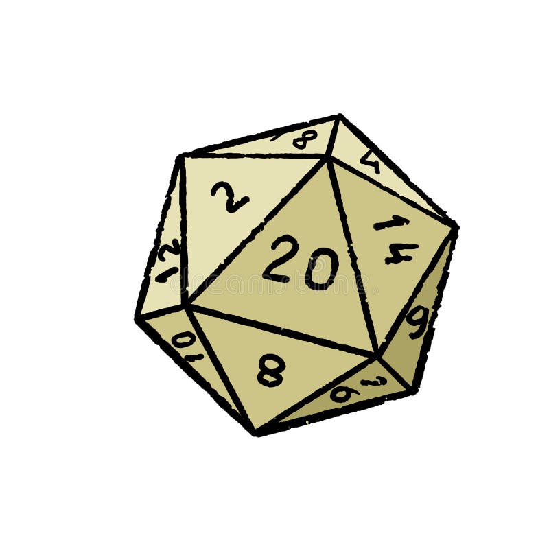20 Sided Dice with Numbers. Cartoon Dice for Fantasy Dnd and Rpg Board ...