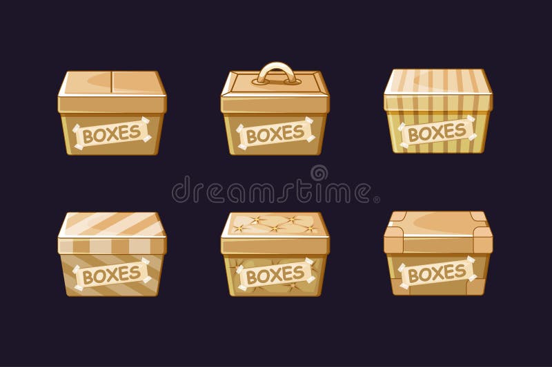 Cartoon Different Cardboard Boxes, Vectors Packing, Objects. Stock ...