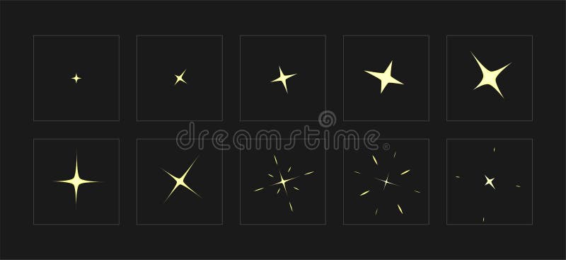 Cartoon Different Shine Sparkle Animation Effect Set. Vector Stock ...
