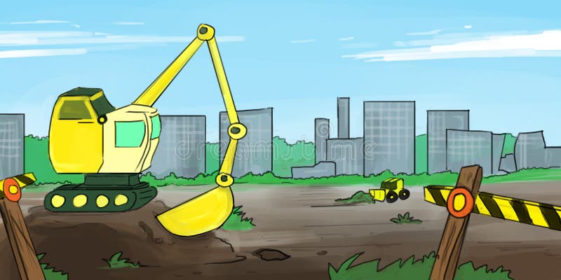 Cartoon Diggers in City stock illustration. Illustration of digger ...