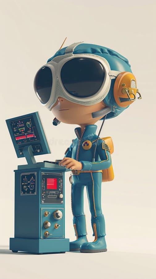 Cartoon Digital Avatar of Radar, the Technologicalsavvy Air Traffic ...