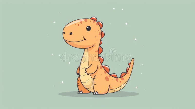 A Cartoon Dinosaur Sitting on a Green Background with Snow Falling, AI ...