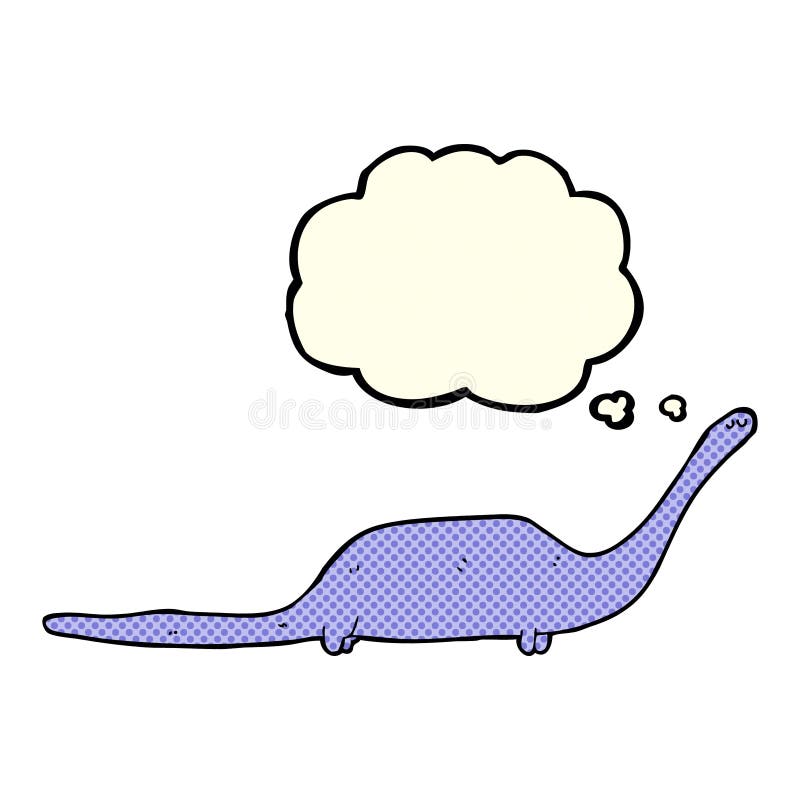 Cartoon Dinosaur with Thought Bubble Stock Illustration - Illustration ...