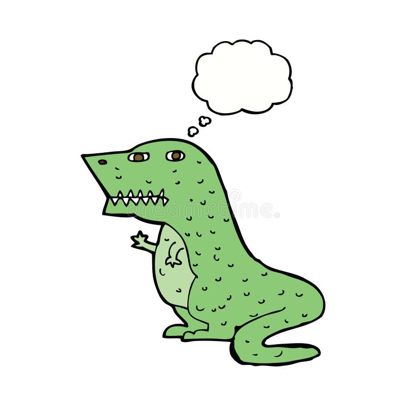Cartoon Dinosaur with Thought Bubble Stock Illustration - Illustration ...