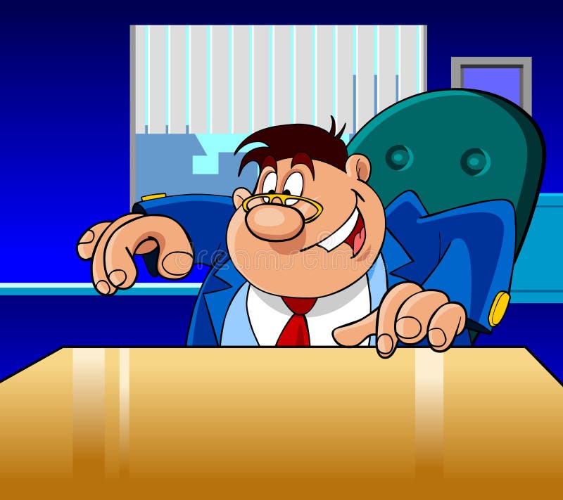 Cartoon Director Man Happily Shows Stock Vector - Illustration of chief ...