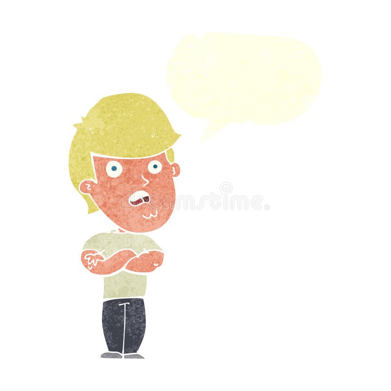 Cartoon Disappointed Man with Speech Bubble Stock Illustration ...