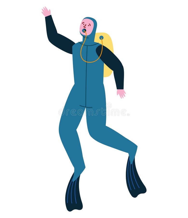 Cartoon Diver Swimming with Diving Mask Stock Vector - Illustration of ...