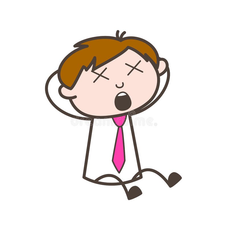 Cartoon Dizzy Face Office Worker Fall-Down Vector Stock Illustration ...