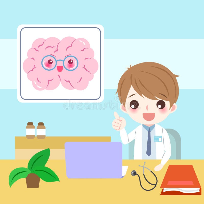 Doctor with brain stock illustration. Illustration of care - 103514061