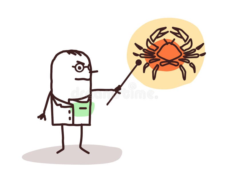 Cartoon Doctor with Cancer Sign Stock Vector - Illustration of humor ...